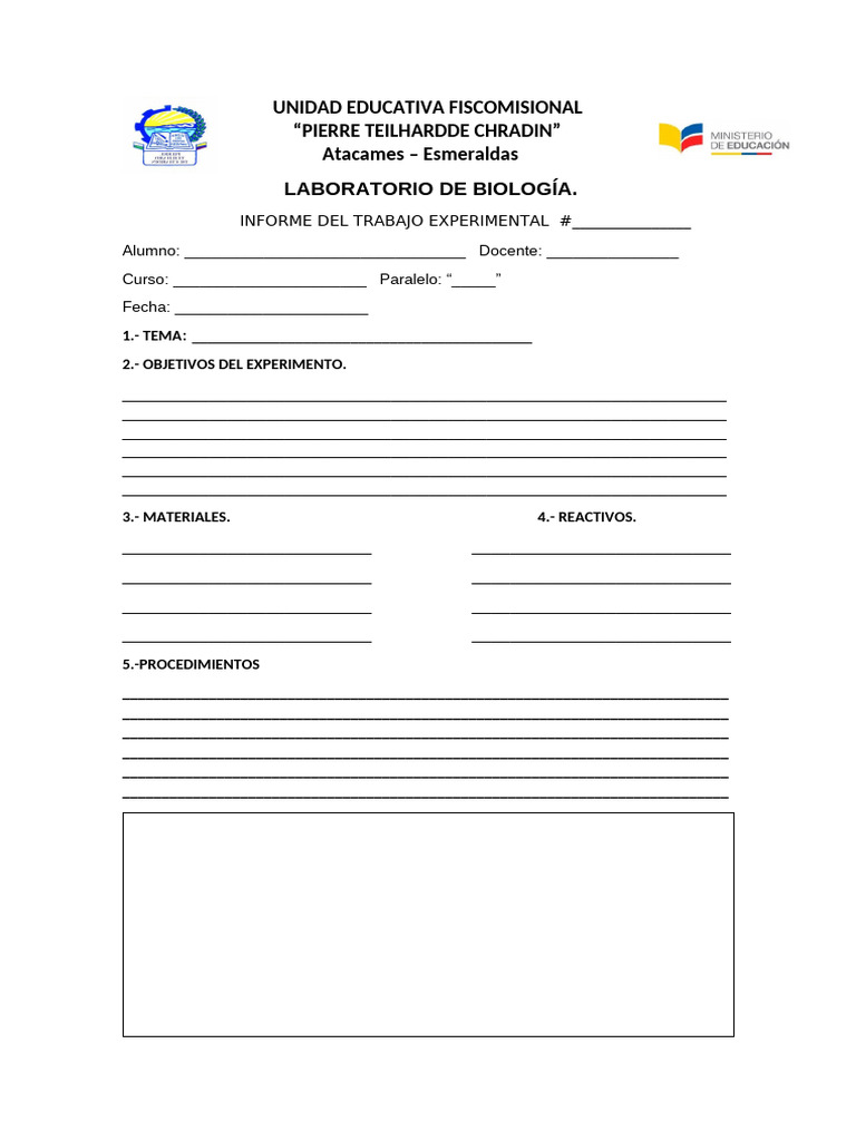 Formato de laboratorio de biolgía | PDF