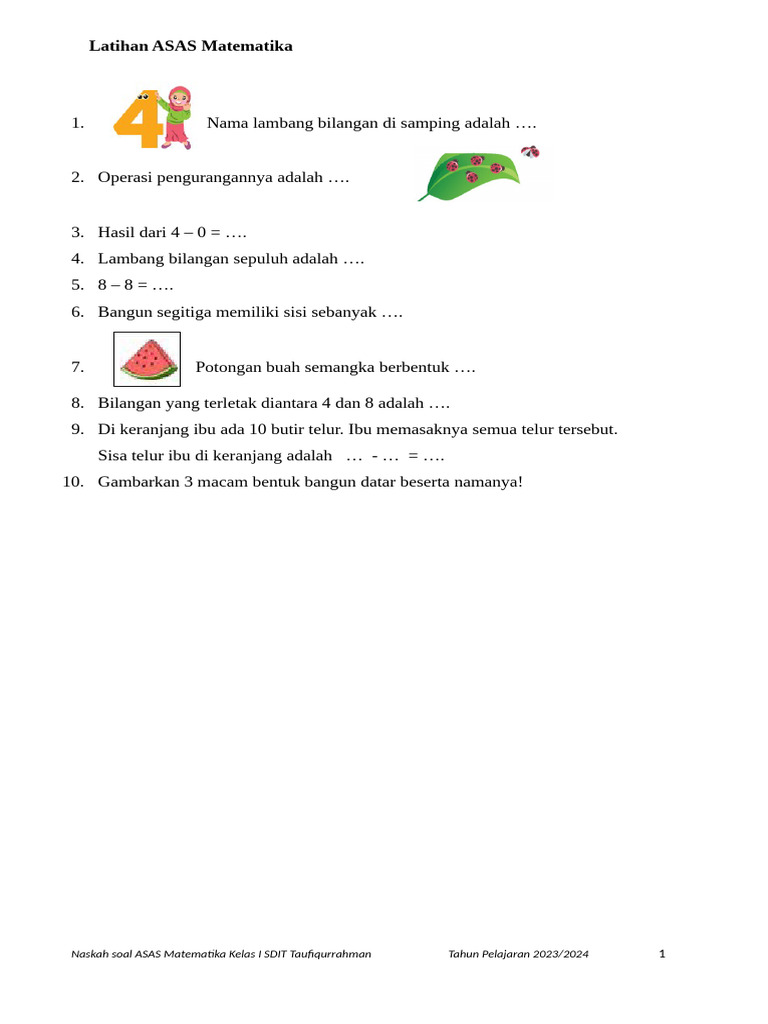 Latihan ASAS Matematika | PDF