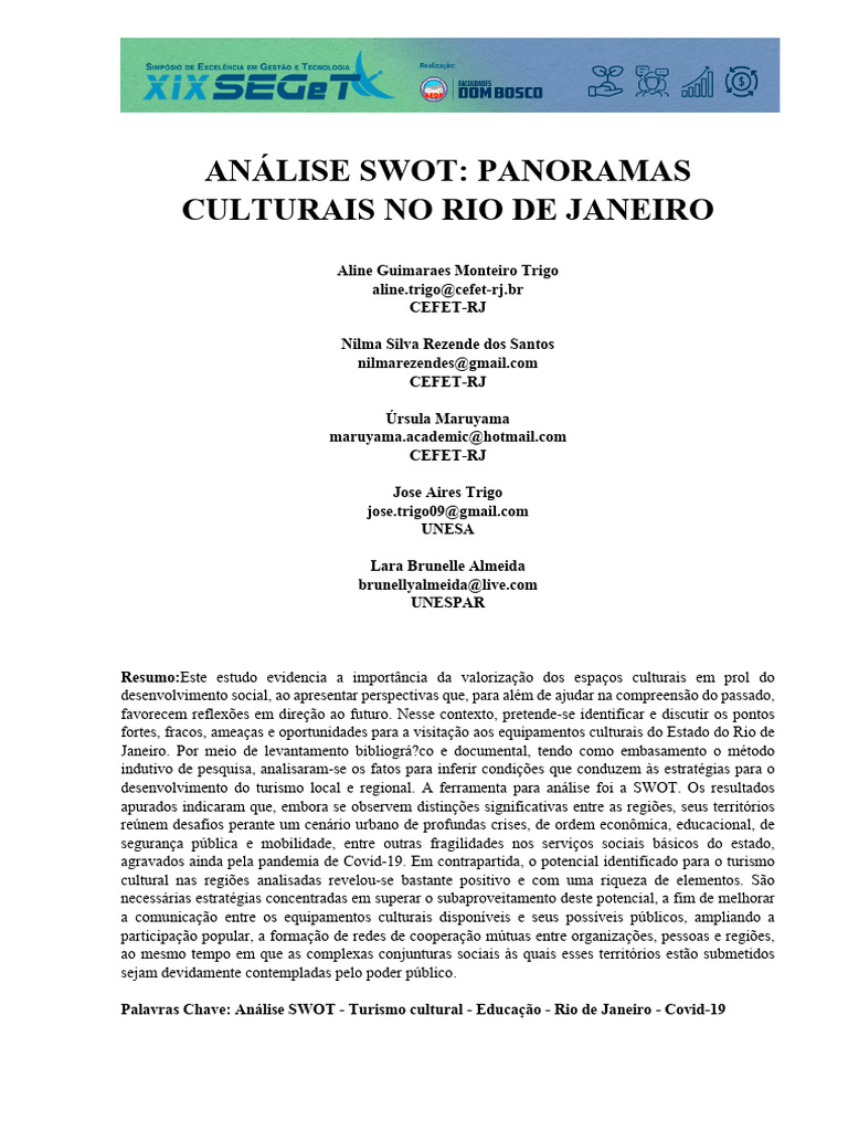Segetarquivosartigos2242333139 PDF | PDF | Análise SWOT | Turismo