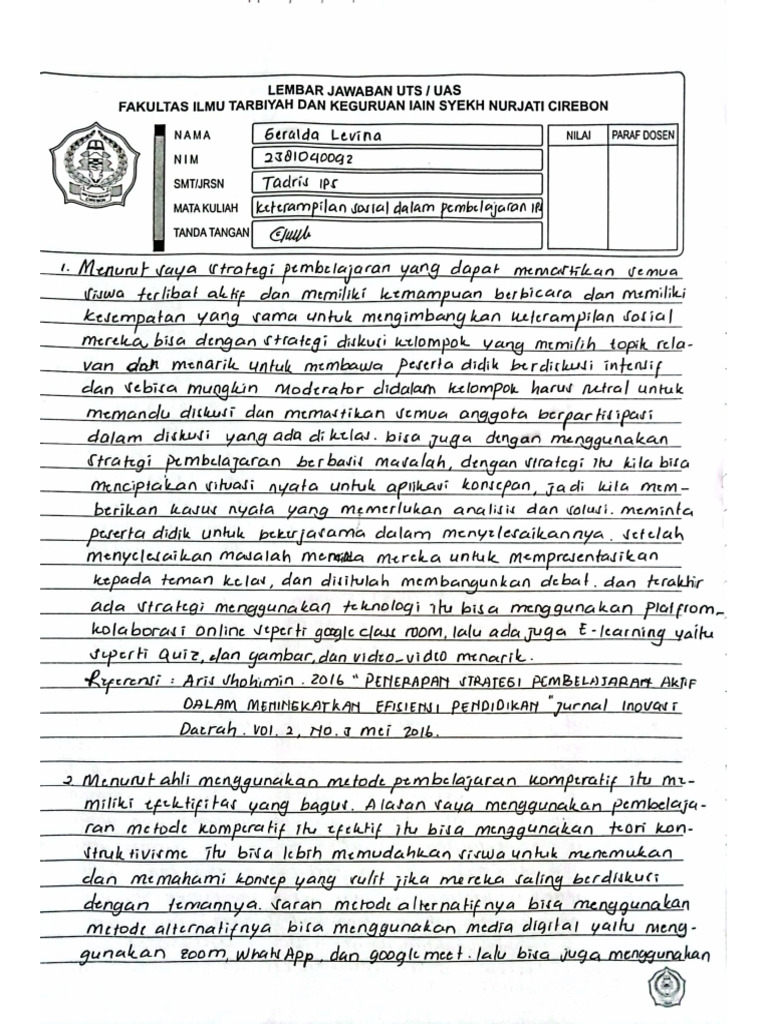 Keterampilan Sosial Dalam Pembelajaran IPS | PDF