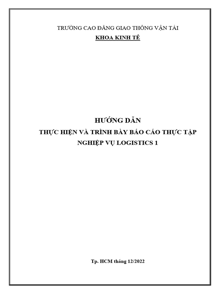 Huong Dan Bao Cao Thuc Tap Nghiep Vu Logistics 1 | PDF