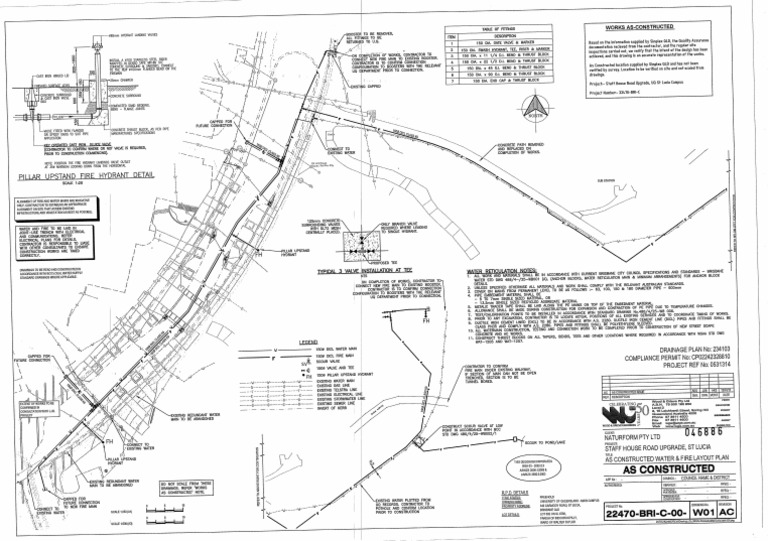 22470-BRI-C-00-W01 Water Reticulation & Fire Layout Plan | PDF