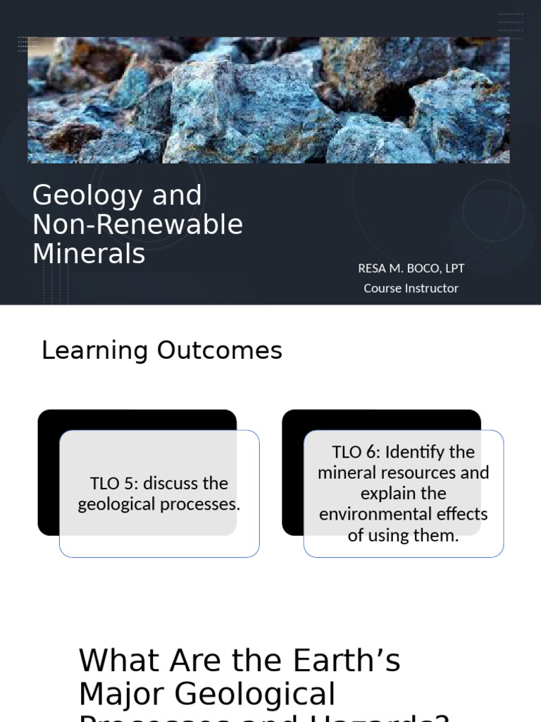 Geology and Non-Renewable Minerals | PDF | Plate Tectonics | Rock (Geology)