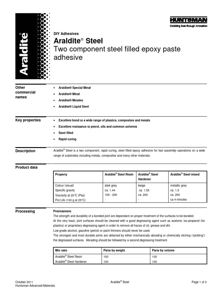 Araldite Steel | PDF | Adhesive | Epoxy