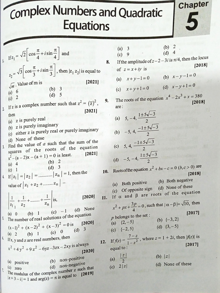 Complex and Quad Eamcet Questions | PDF | Complex Number | Circle