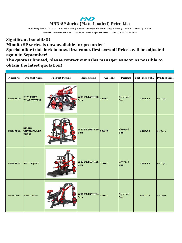 MND-SP Series Super Peck Back Pricing | PDF | Weight Training