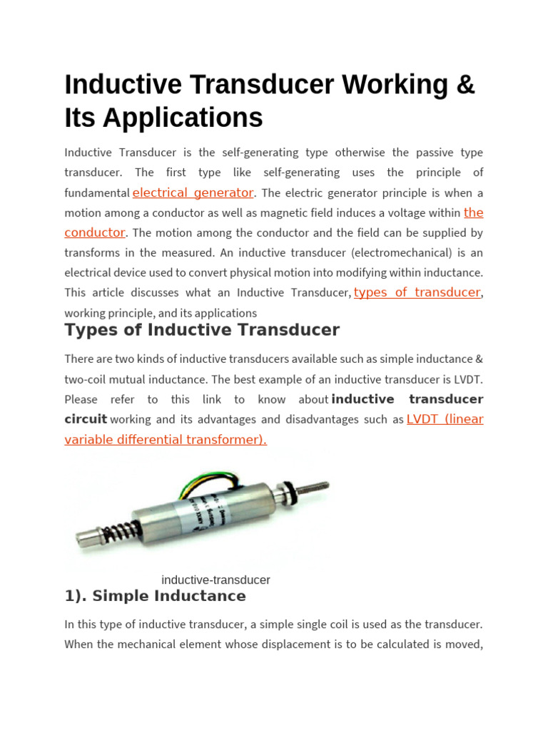 Inductive Transducer Working | PDF | Inductance | Inductor
