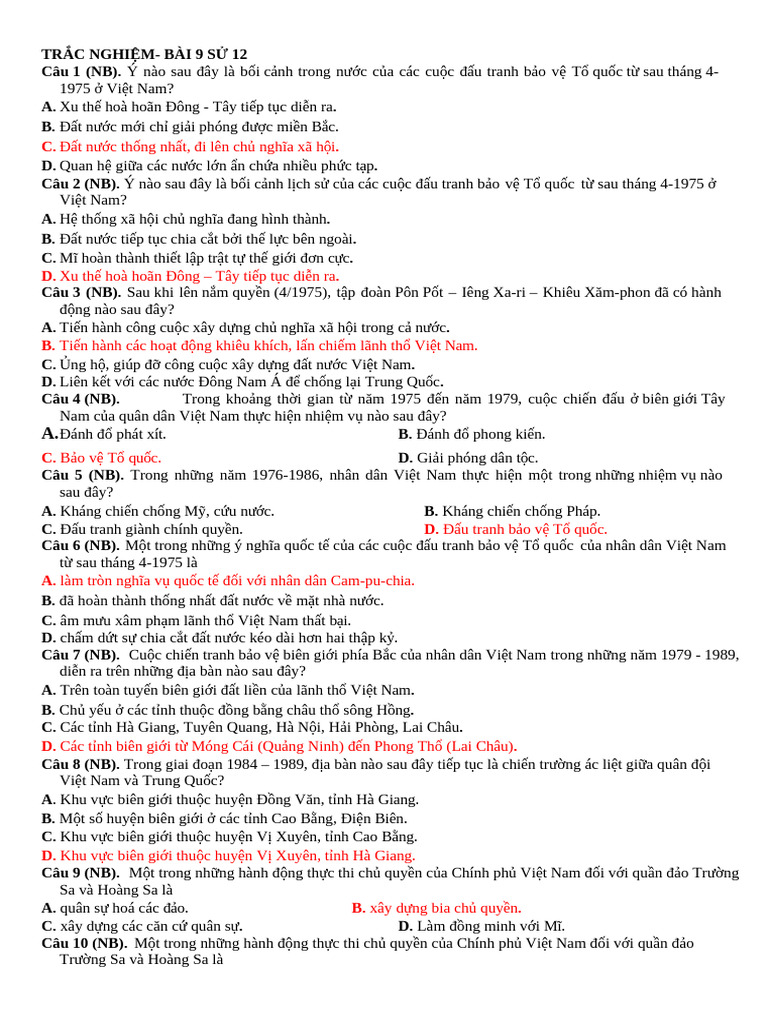 TN Bài 9 S 12 | PDF