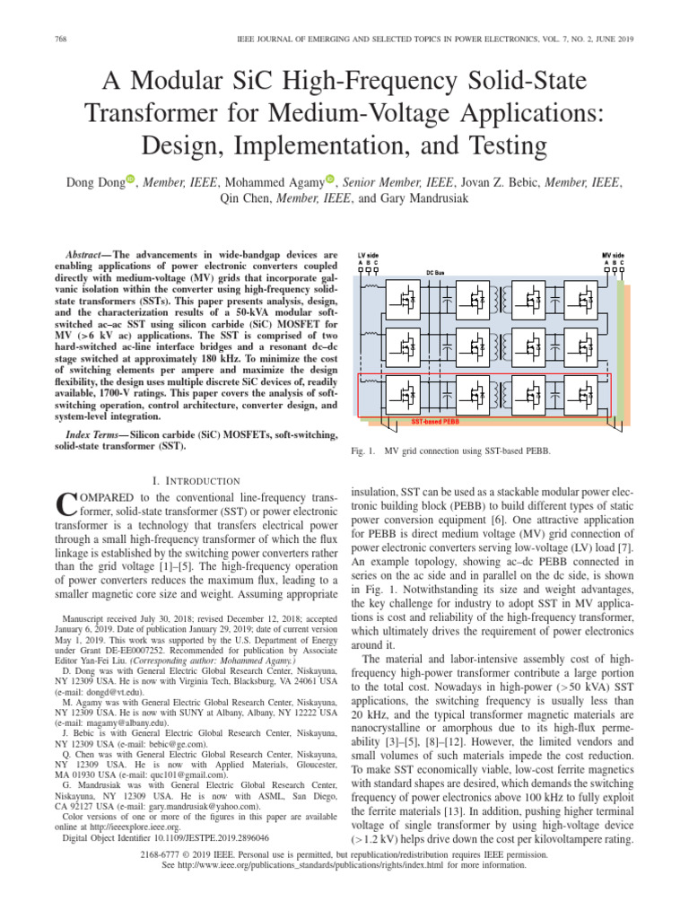 A Modular SiC High-Frequency Solid-State Transformer For Medium-Voltage Applications Design ...