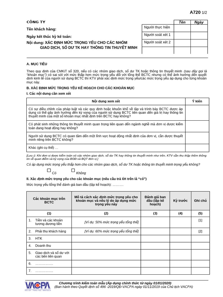 A720 - Xac Dinh Muc Trong Yeu Cho Khoan Muc (V) | PDF
