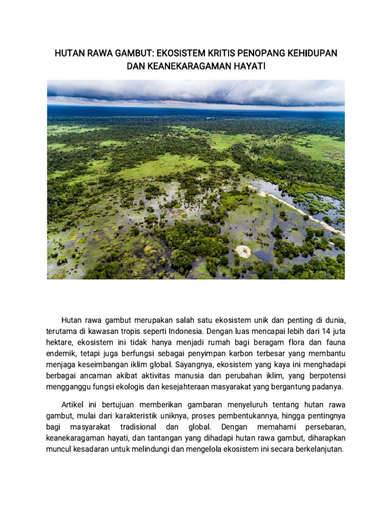 Hutan Rawa Gambut: Penopang Kehidupan dan Iklim | PDF