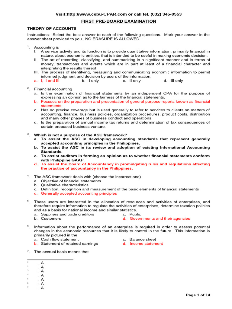 Theory of Accounts With Answers | PDF | Bad Debt | Debits And Credits