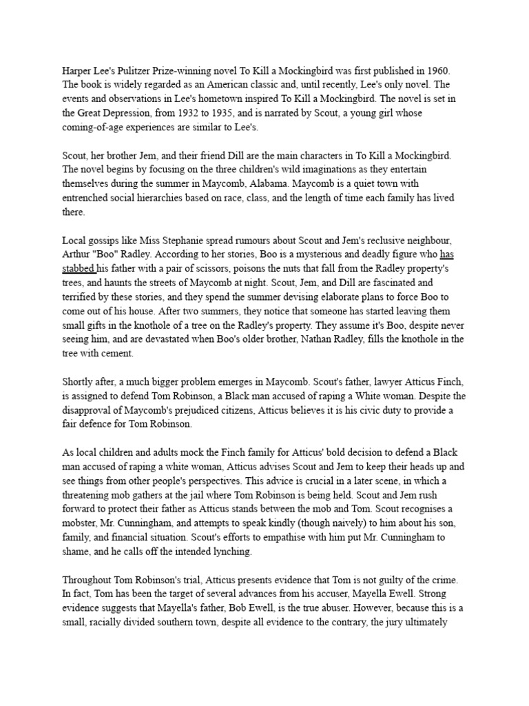 To Kill A Mockingbird Overview | PDF | To Kill A Mockingbird