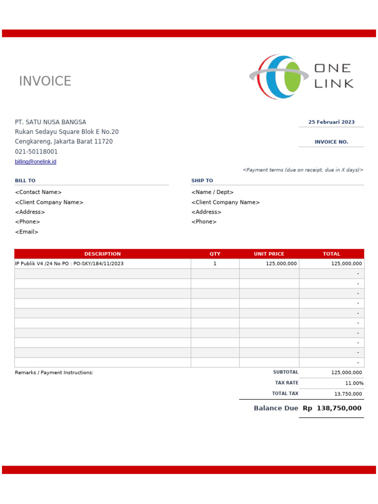 Invoice for IP Publik V4 Services | PDF