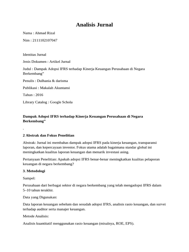 UTS Akuntansi Internasional Ahmad Rizal | PDF