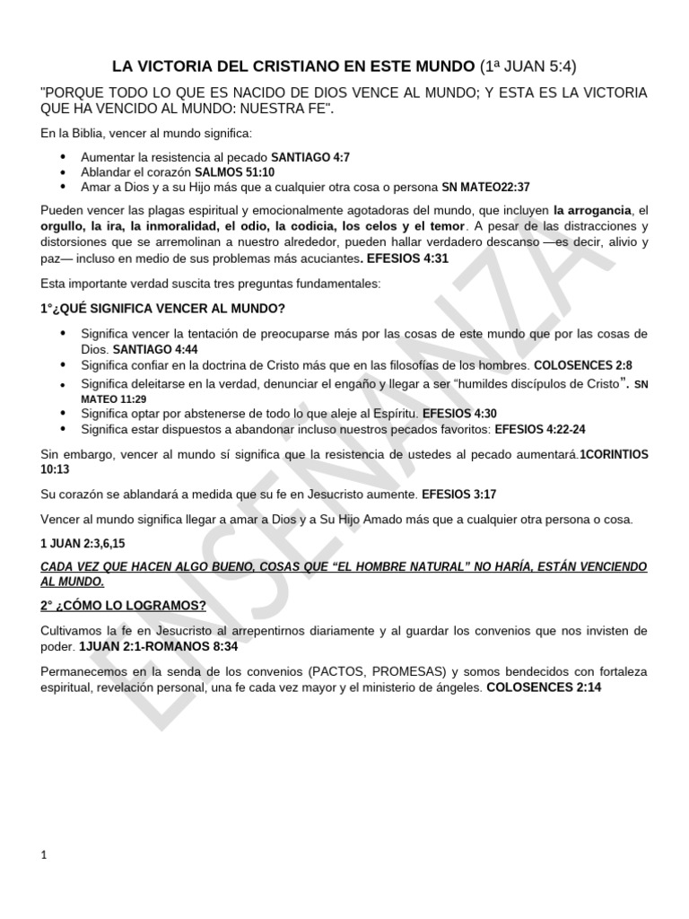 Enseñanza Vencer El Mundo | PDF | Pecado | Fe