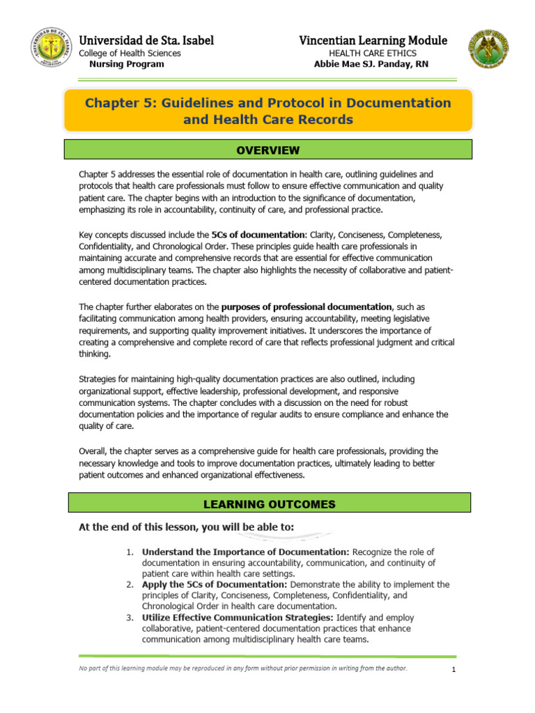 Chapter 5 Module Hce Panday | PDF | Medical Record | Health Care