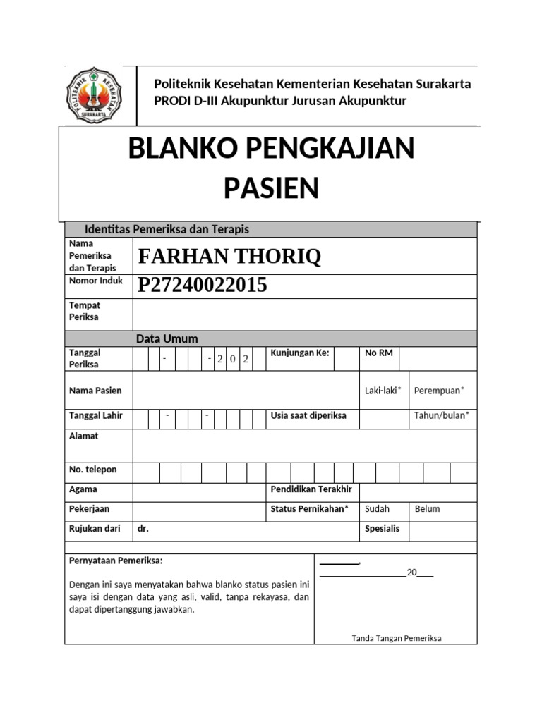 File Blangko Refisi Farhan | PDF