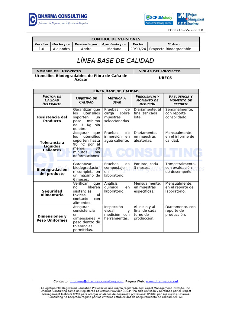 FGPR - 210 - 06 - Línea Base de Calidad | PDF | Laboratorios