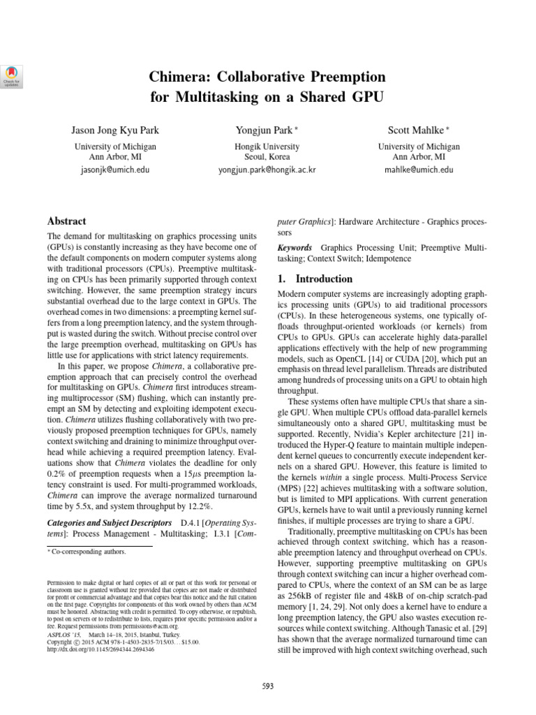 Chimera: Collaborative Preemption For Multitasking On A Shared GPU | PDF | Scheduling (Computing ...
