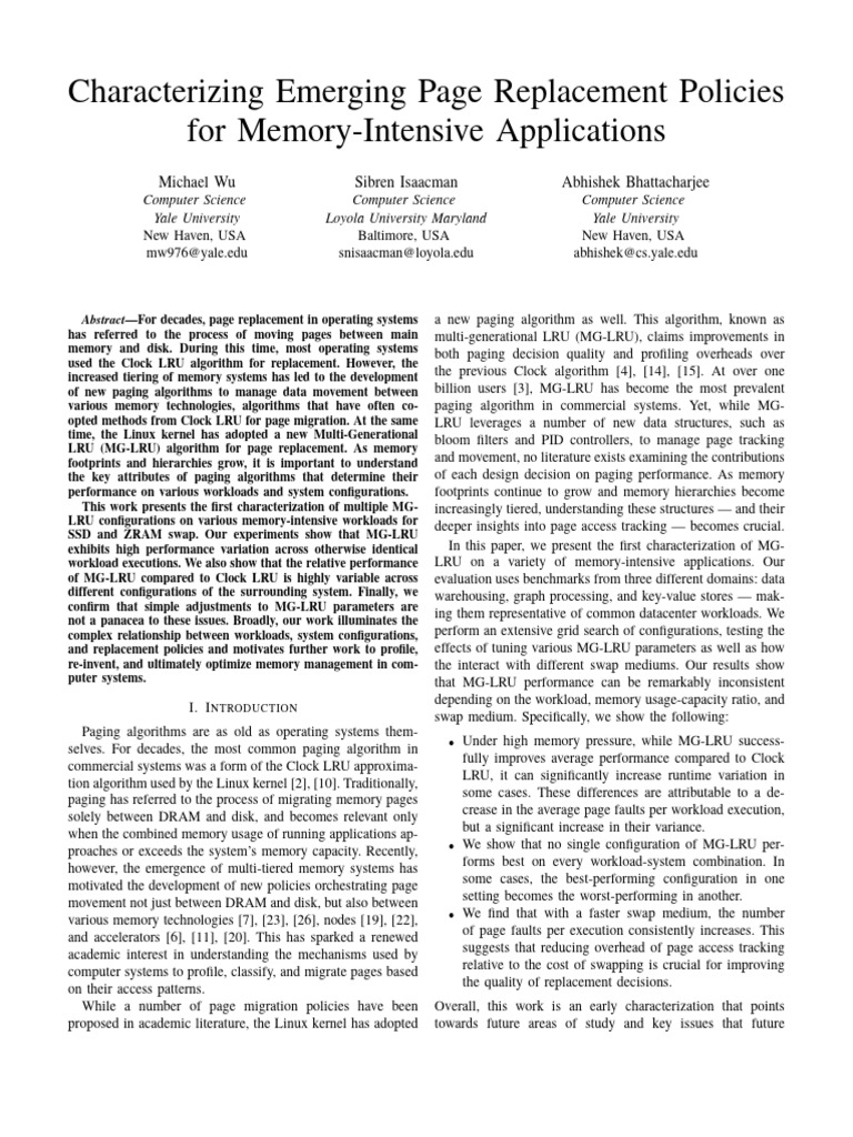 Characterizing Emerging Page Replacement Policies for Memory-Intensive ...