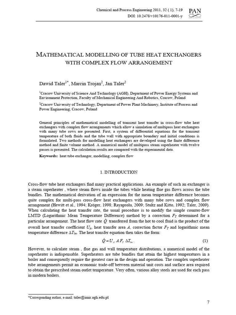 Mathematical Modelling of Tube Heat | PDF | Heat Transfer | Heat