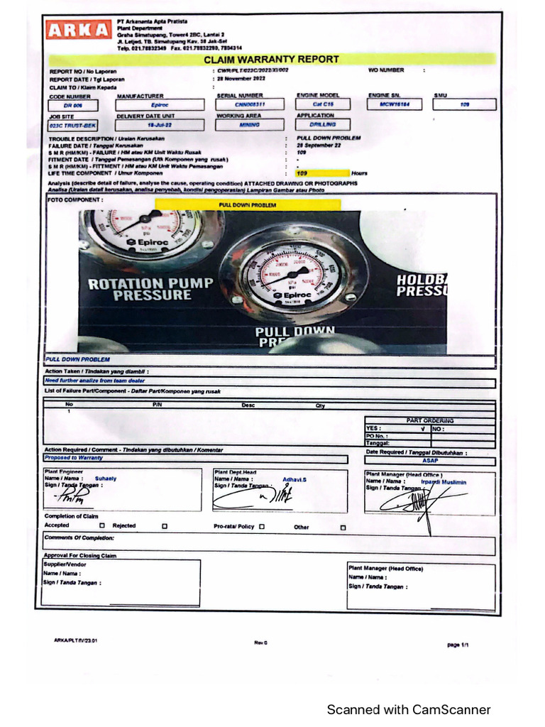 Claim Warranty Report DR 006 | PDF
