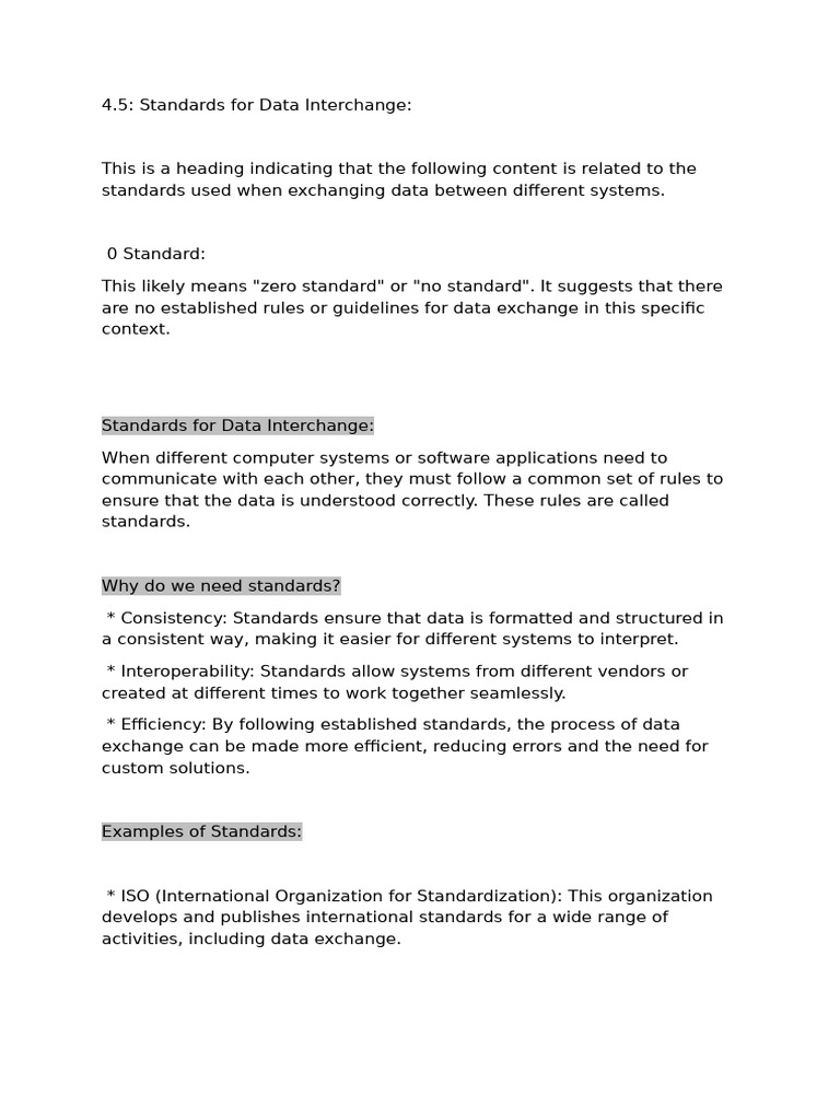 Standards For Data Interchange | PDF