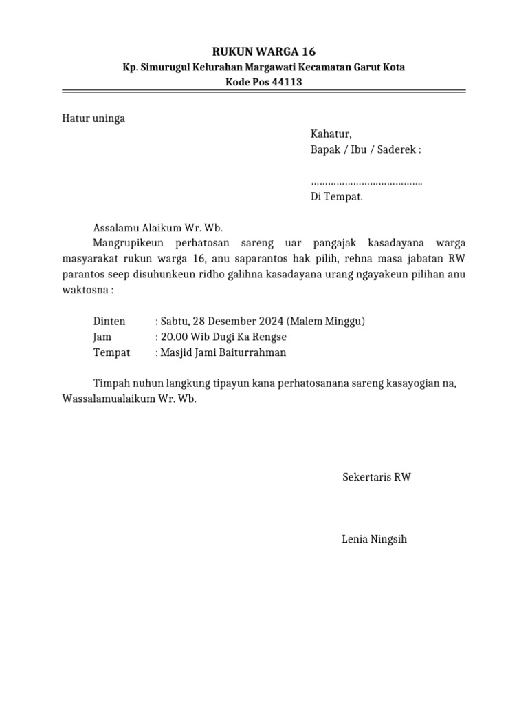 RUKUN WARGA 16 | PDF