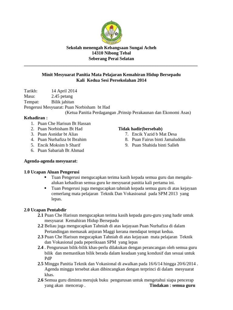 minit mesyuarat khb 2 2014 | PDF