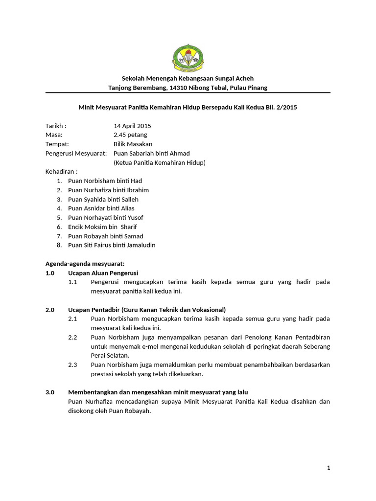 Minit Mesy. KHB Bil.2-2015 | PDF