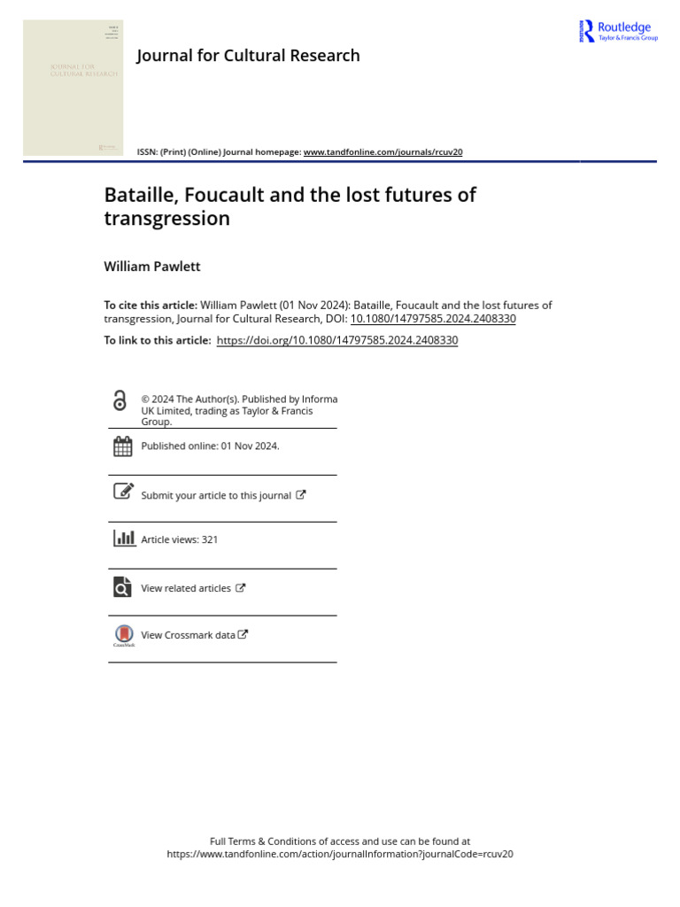 Bataille Foucault and The Lost Futures of Transgression | PDF | Michel ...