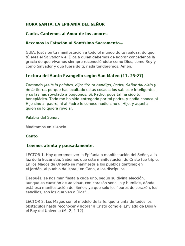 Hora Santa Epifania | PDF | eucaristía | Cristo (título)