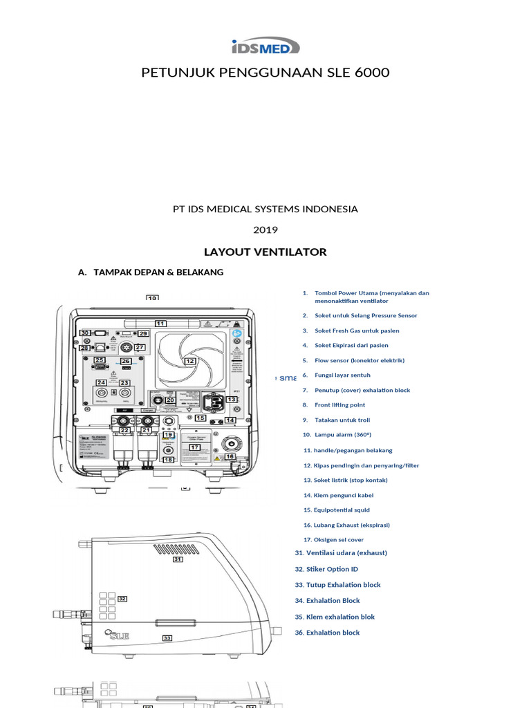 Panduan Penggunaan Ventilator SLE 6000 | PDF