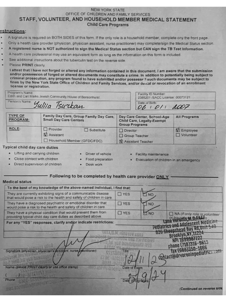 Staff Med Form | PDF
