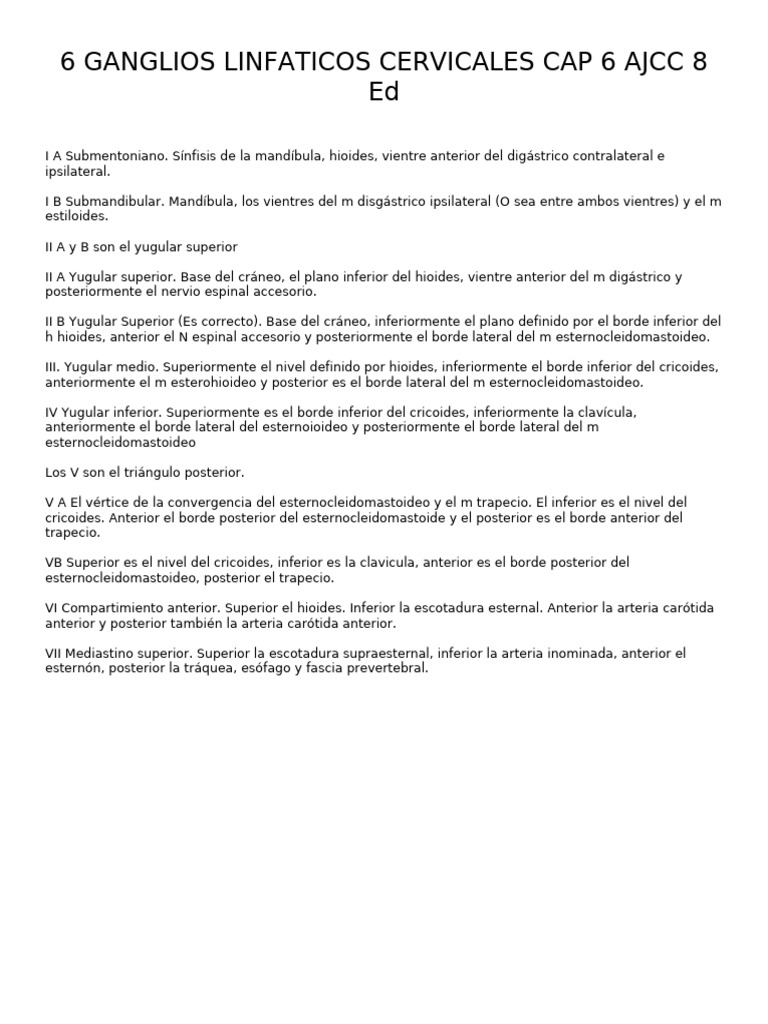 6 GANGLIOS LINFATICOS CERVICALES CAP 6 AJCC 8 Ed | PDF
