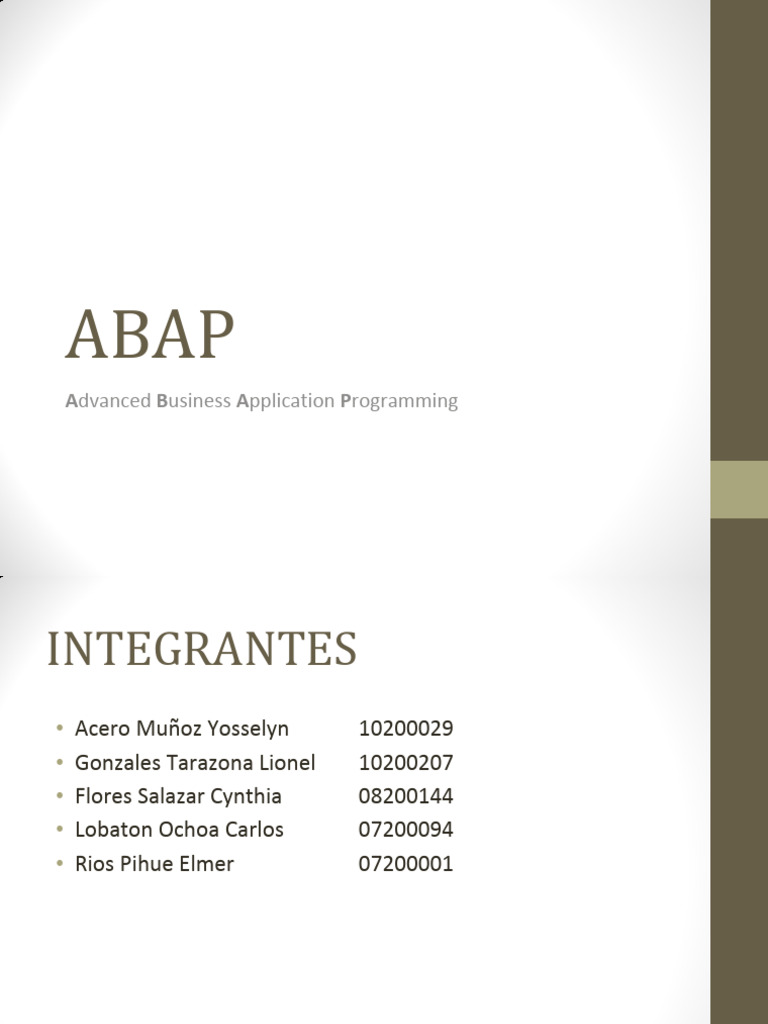 Presentación ABAP | PDF | Programa de computadora | Programación