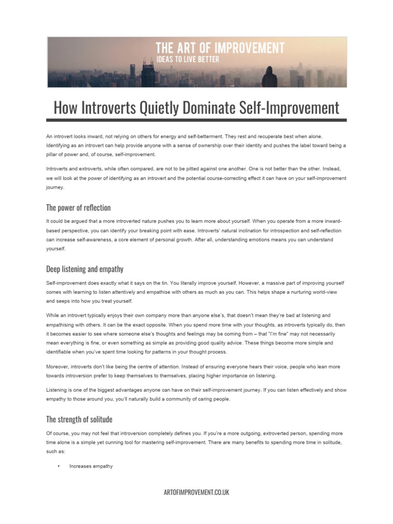 How Introverts Quietly Dominate Self Improvement | PDF | Extraversion And Introversion | Empathy