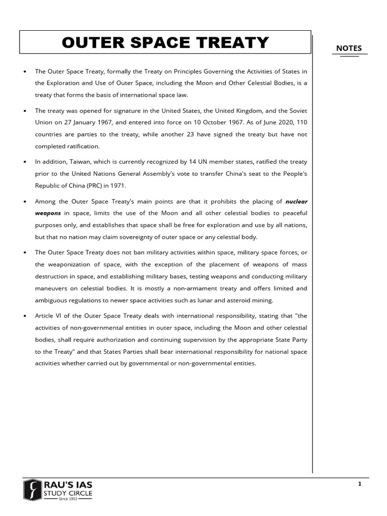 3. Outer Space Treaty | PDF