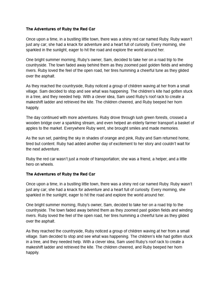 The Adventures of Ruby The Red Car-2 | PDF