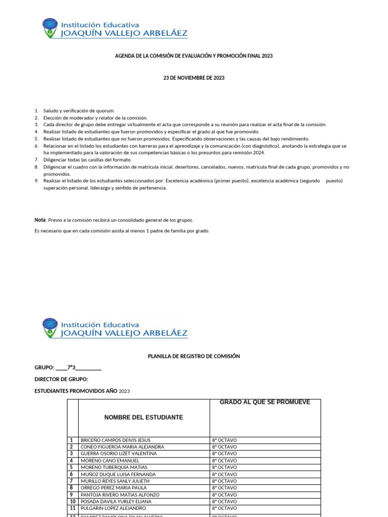Evaluación y Promoción Escolar 2023 | PDF