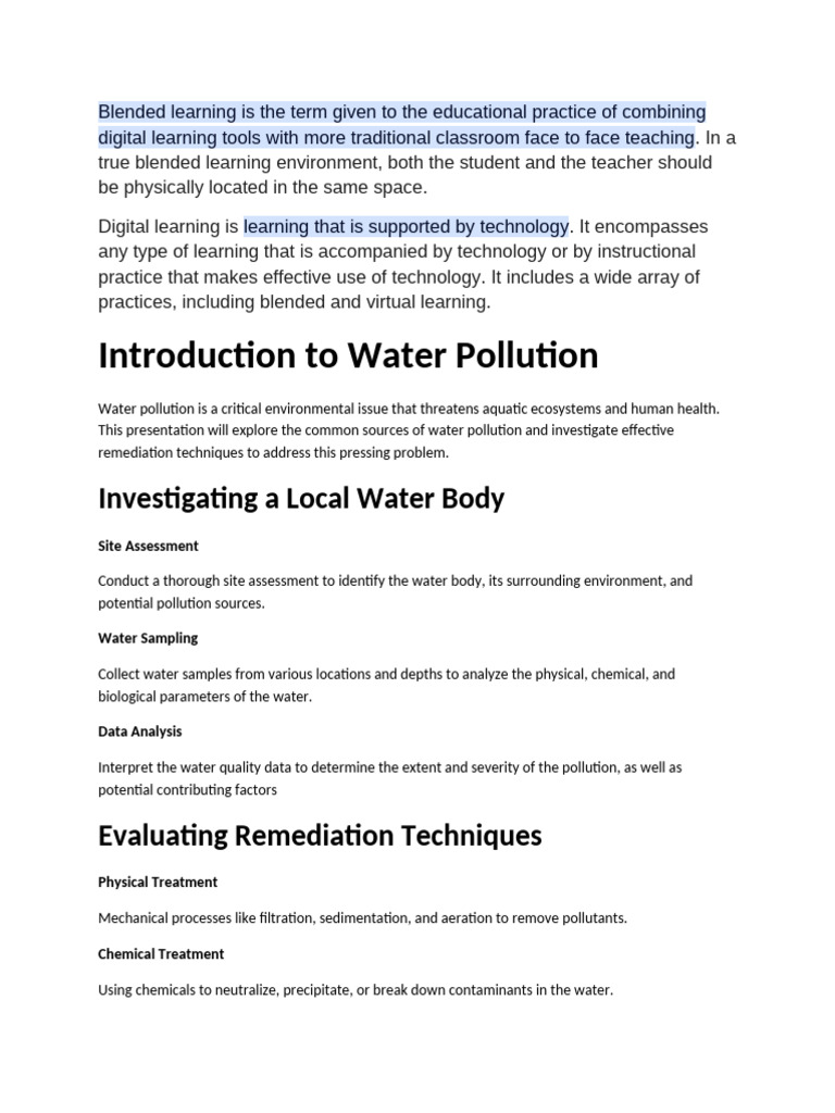 Introduction To Water Pollution: Investigating A Local Water Body | PDF ...
