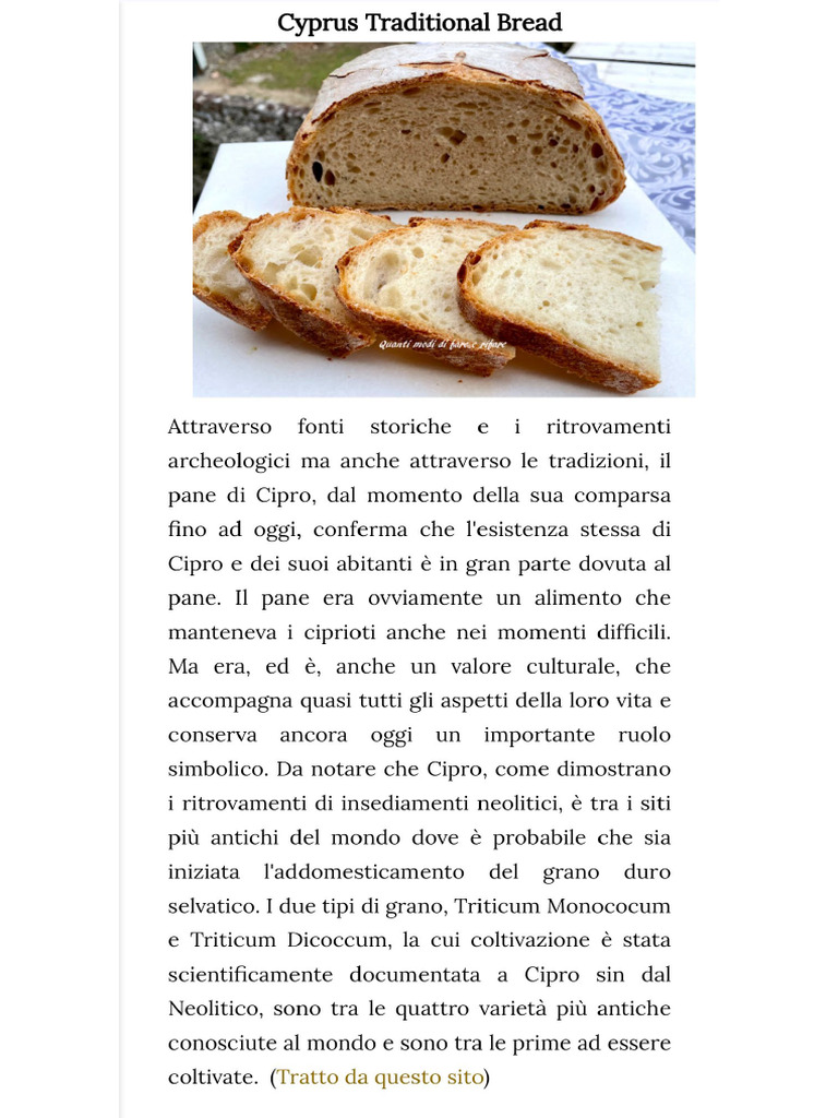 Ricetta Pane Cyprus Traditional Bread | PDF