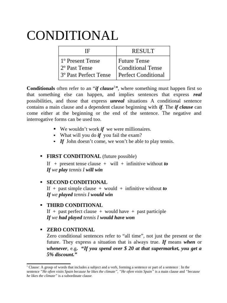 Course Language - English - Conditionals | PDF | Grammatical Tense ...