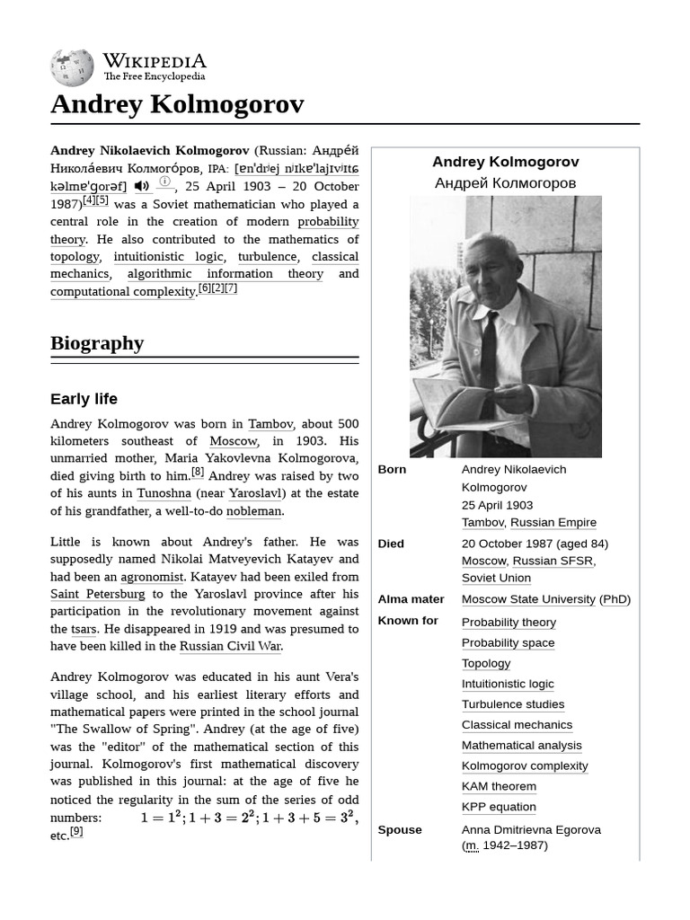 Andrey_Kolmogorov | PDF | Mathematics