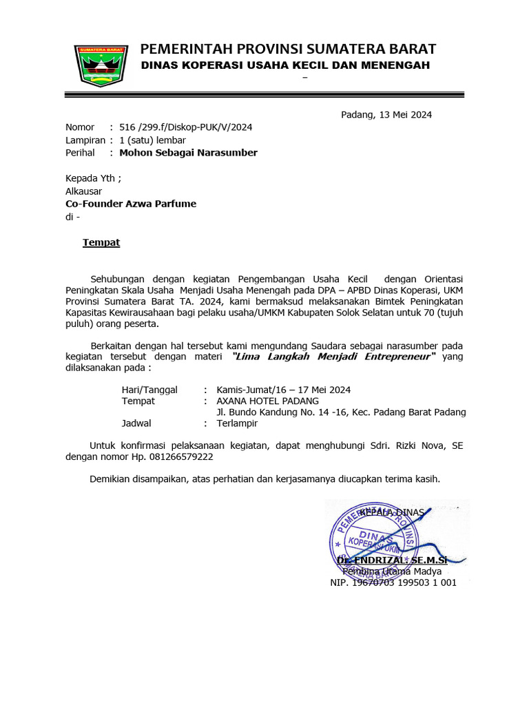 Surat Undangan Narasumber | PDF