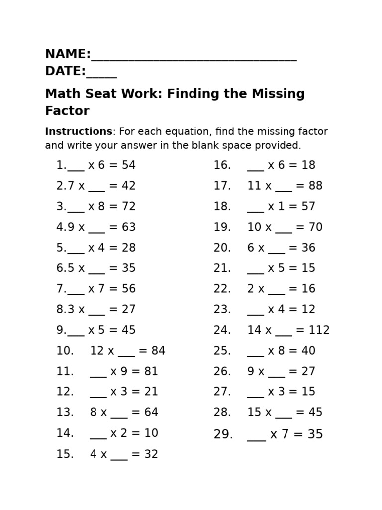 Missing Factors | PDF