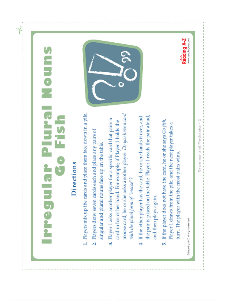 LC g2 GM Irregular Plural Noun Go Fish | PDF | Plural | Noun