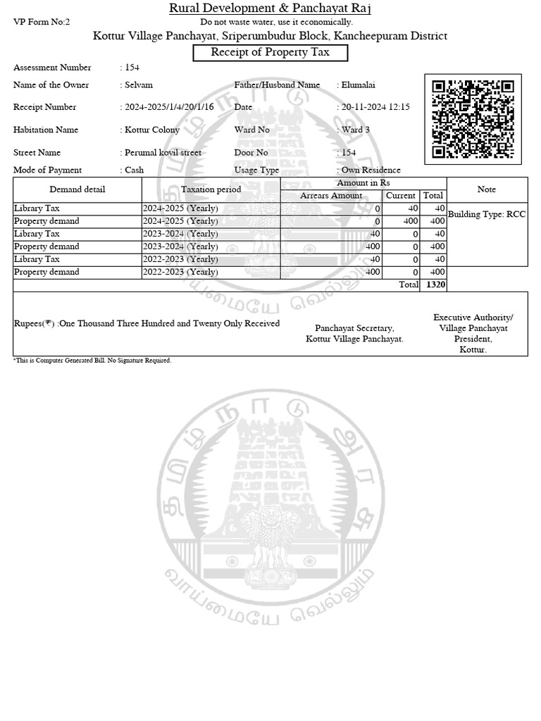 Kottur Village Panchayat, Sriperumbudur Block, Kancheepuram District ...