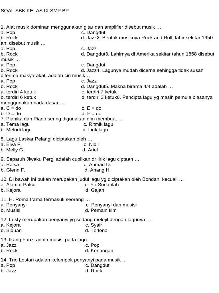 Soal SBK 9 NEW | PDF